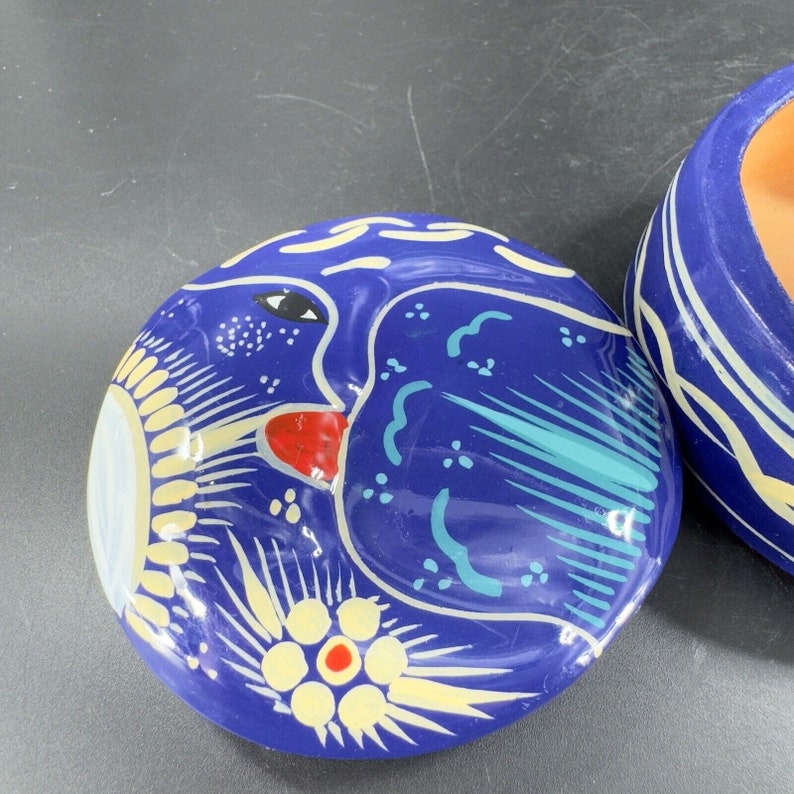 Hand Made Mexico Redware Pottery Moon W Sun Trinket Box Jewelry Storage ...