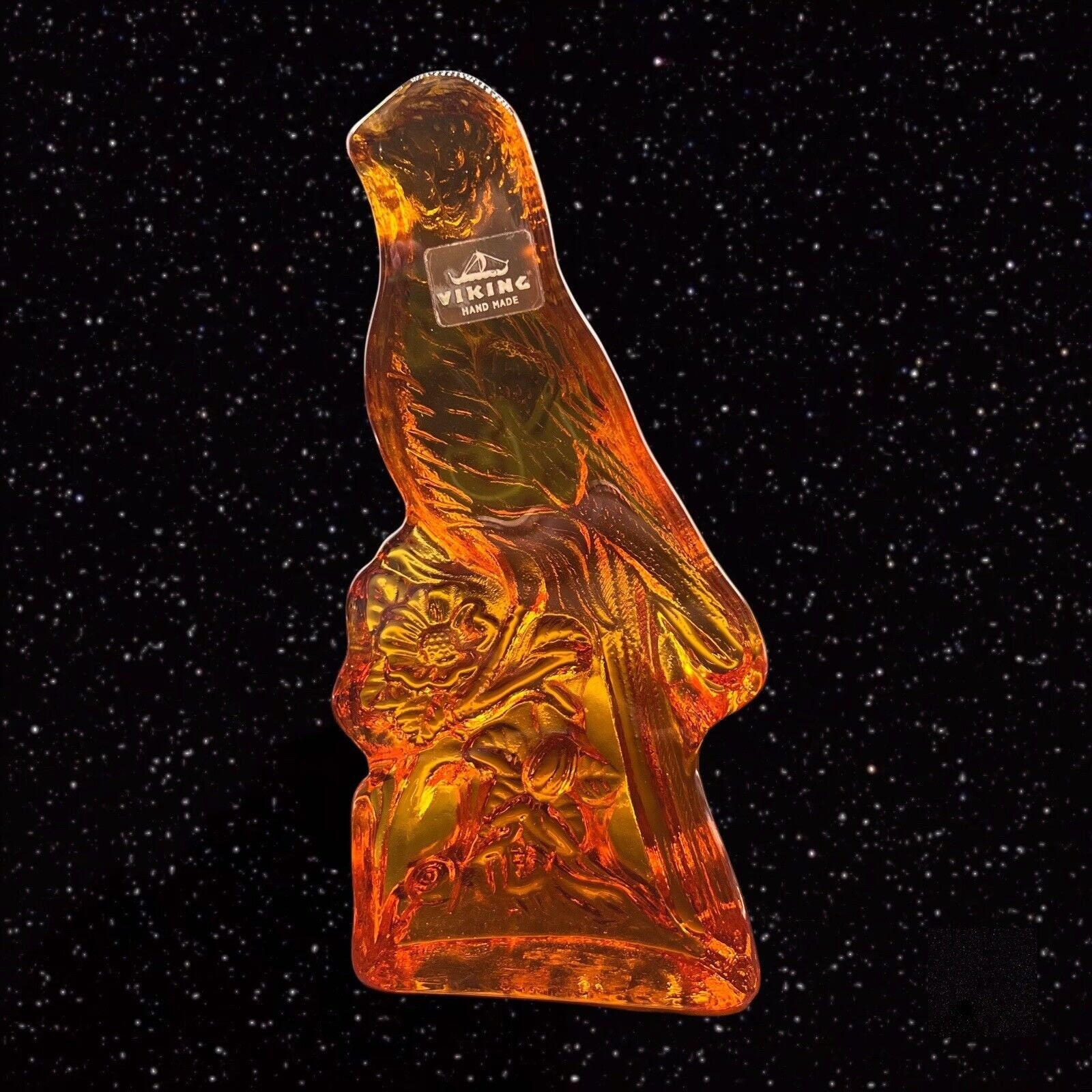 Vintage Viking Art Glass Amber Pheasant Bird Figurine - Etsy
