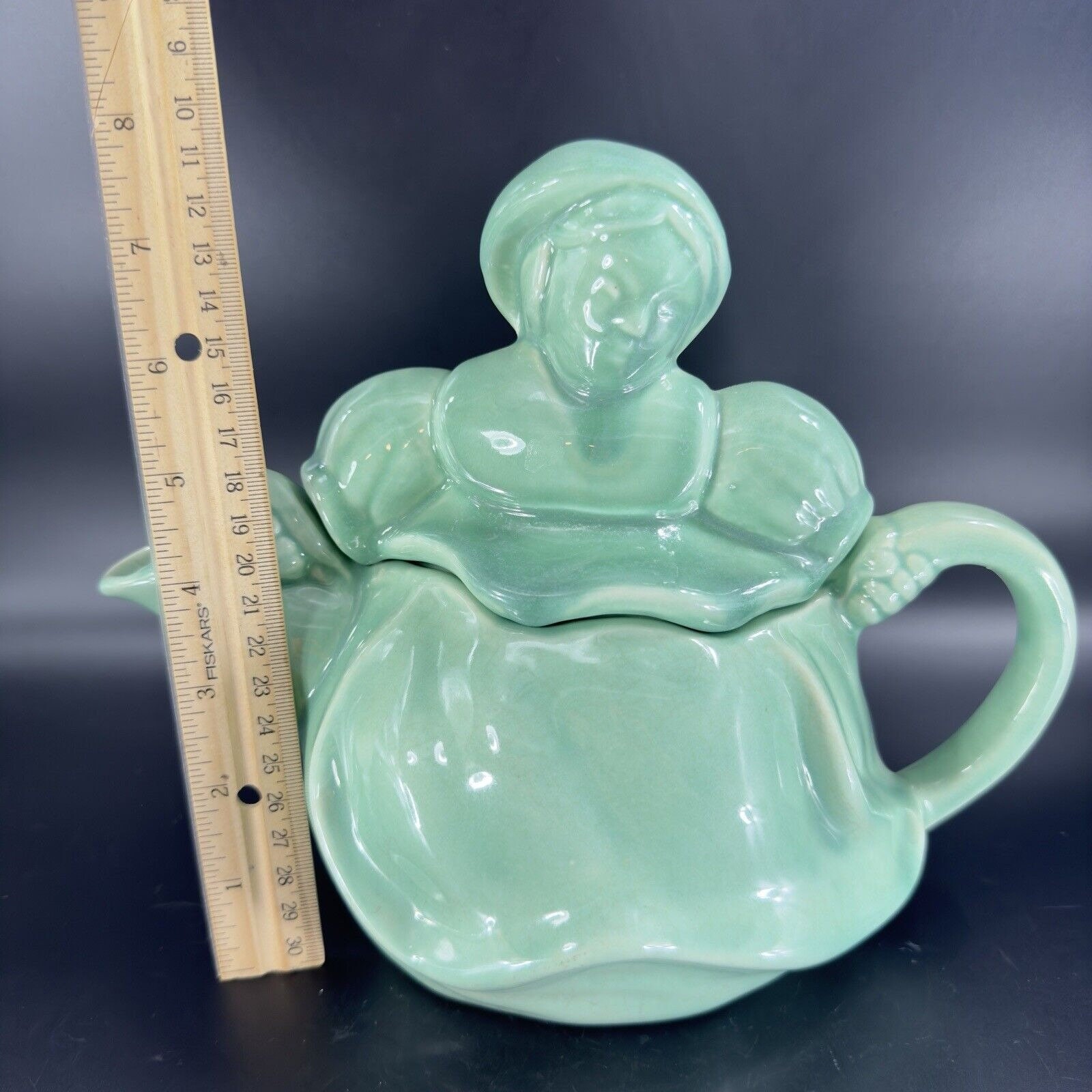 Vintage Red Wing Pottery Teapot Carafe Girl Lady Light Green Made in ...