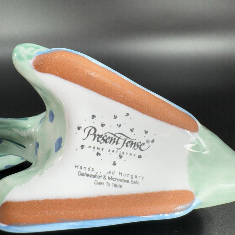 Present Tense Hand Painted Fish Figurine Figure Blue Green Pottery ...