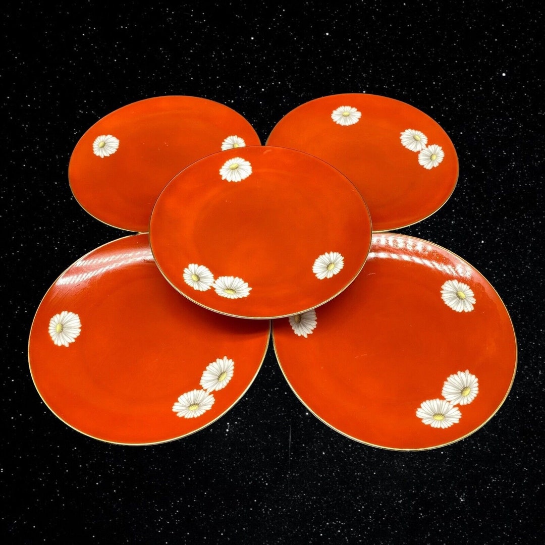 Set of 5 Noritake Nippon Toki Kaisha Red Bread & Butter Plates Red ...