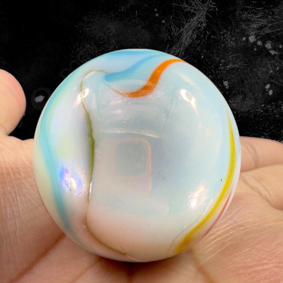 Large Vintage Italian Marble Round Polished While With Red Blue Yellow ...