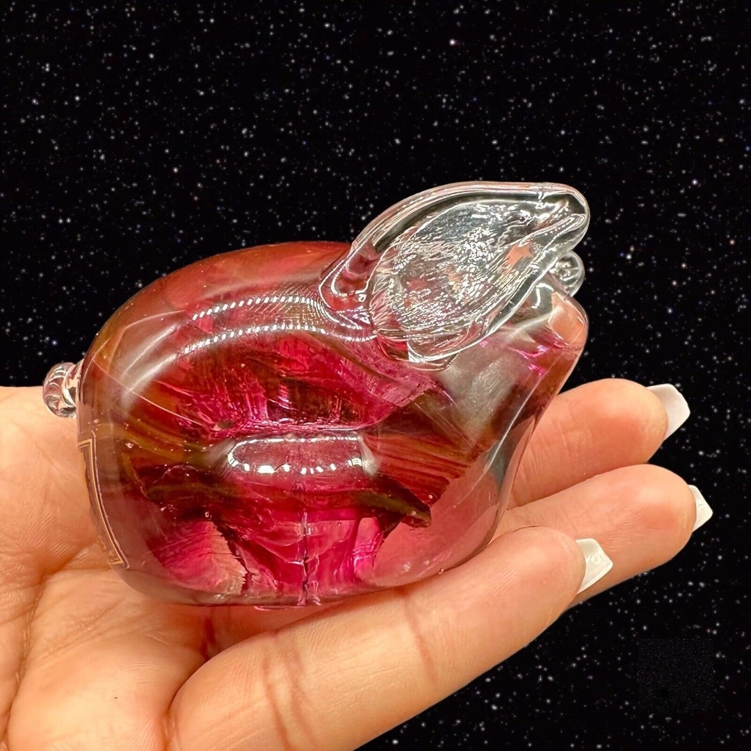 Kerry Glass Paperweight Made Ireland Magenta Swirl Pig Art Glass Irish ...