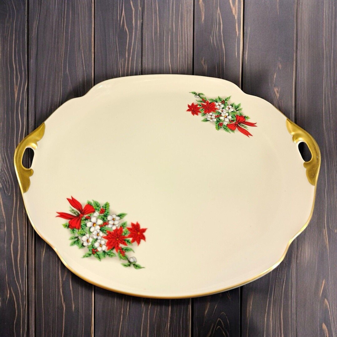 Pickard China Hand Decorated Poinsettia Plate Platter Porcelain USA ...