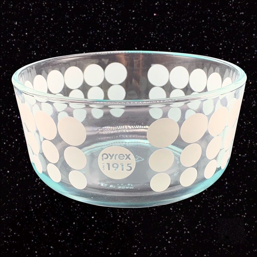 Pyrex 1915 White Polka Dot Tinted Clear Glass Bowl 1 Quart 3”T 6”W - Etsy