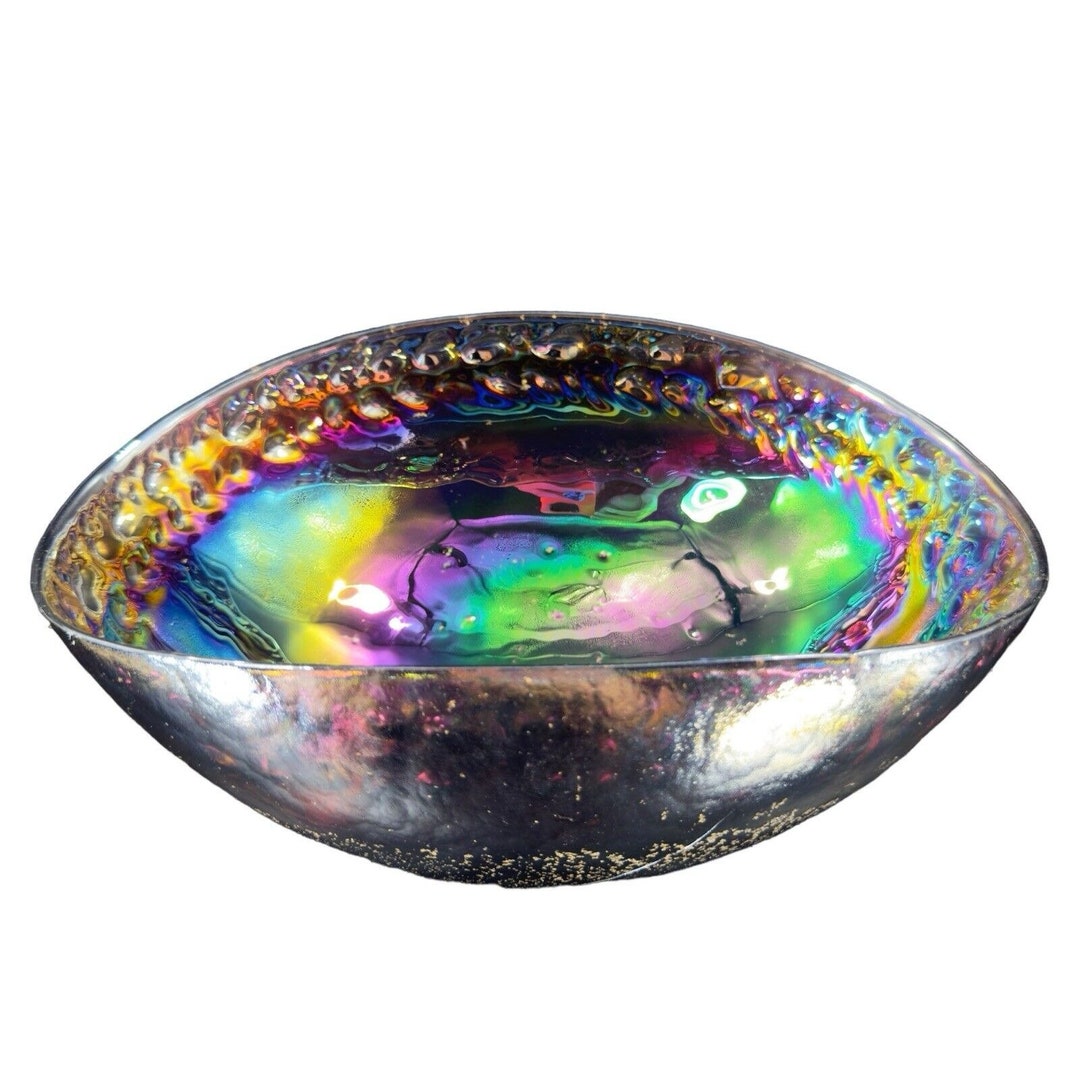 Yalos Casa Cartoccio Murano Folded Shell Bowl MCM Art Glass Iridescent ...