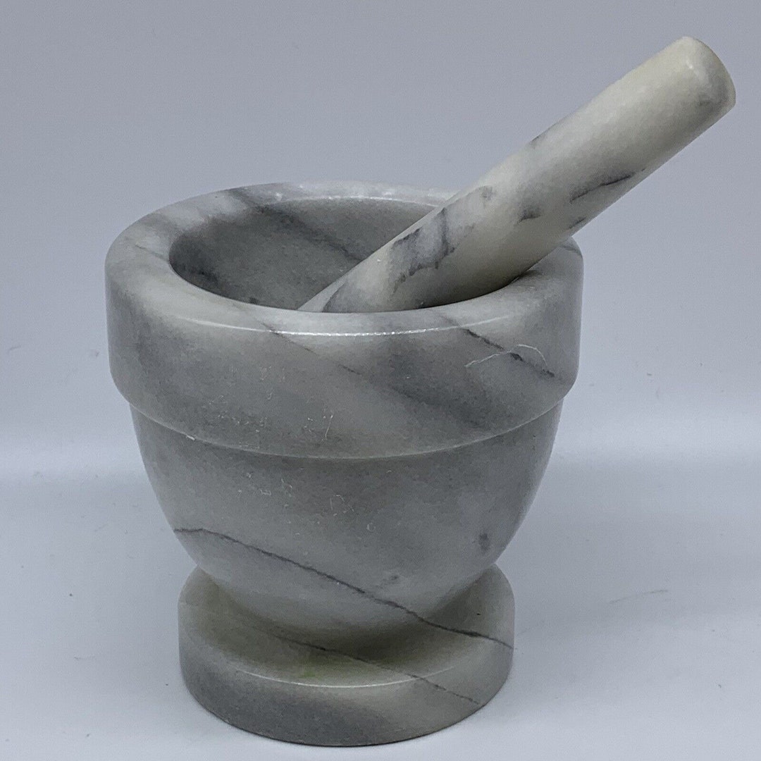 Vintage White Light Grey Marble Stone Mortar and Pestle 4T - Etsy