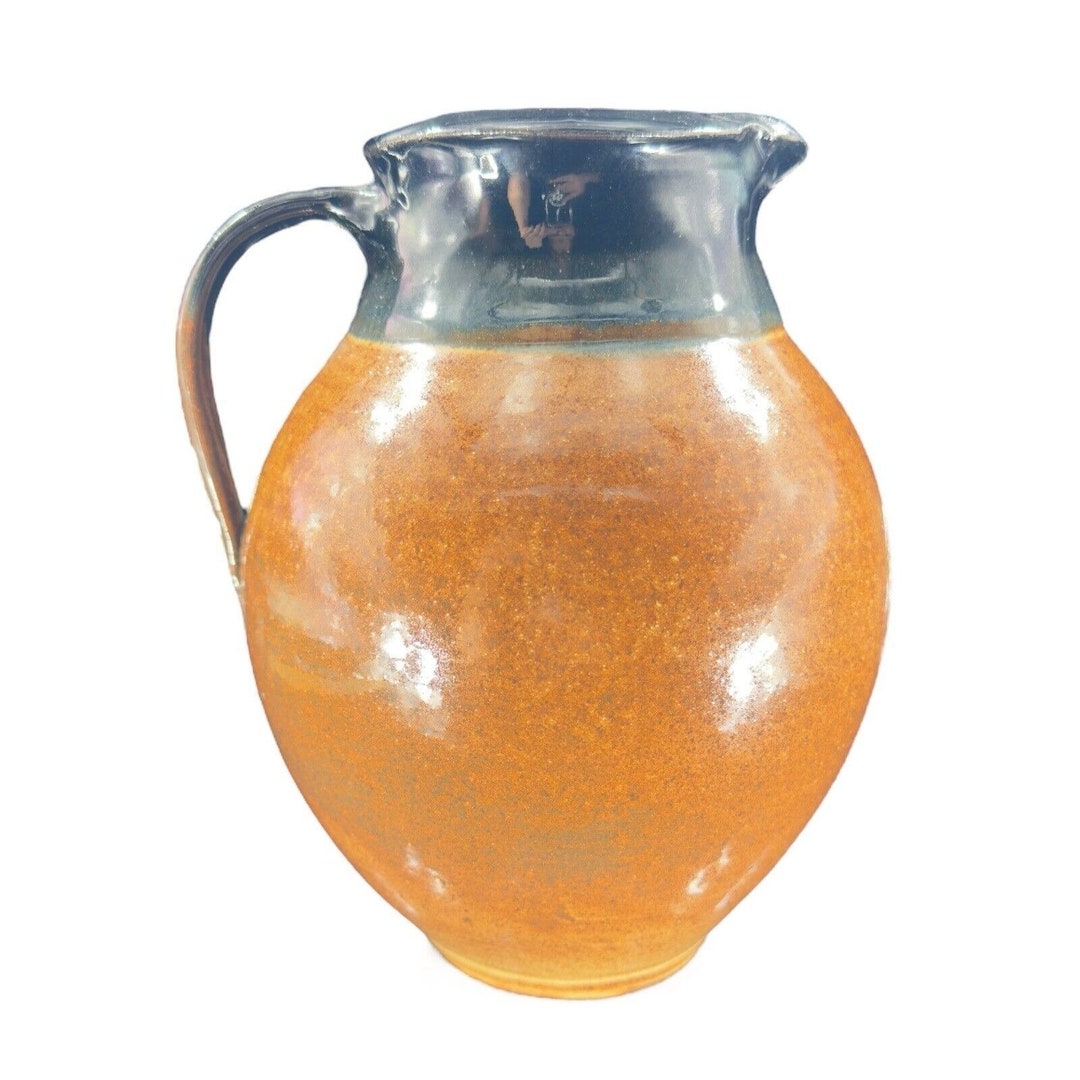 Hand Made Pottery Stoneware Ceramic Pitcher Jug Brown Black Artist ...