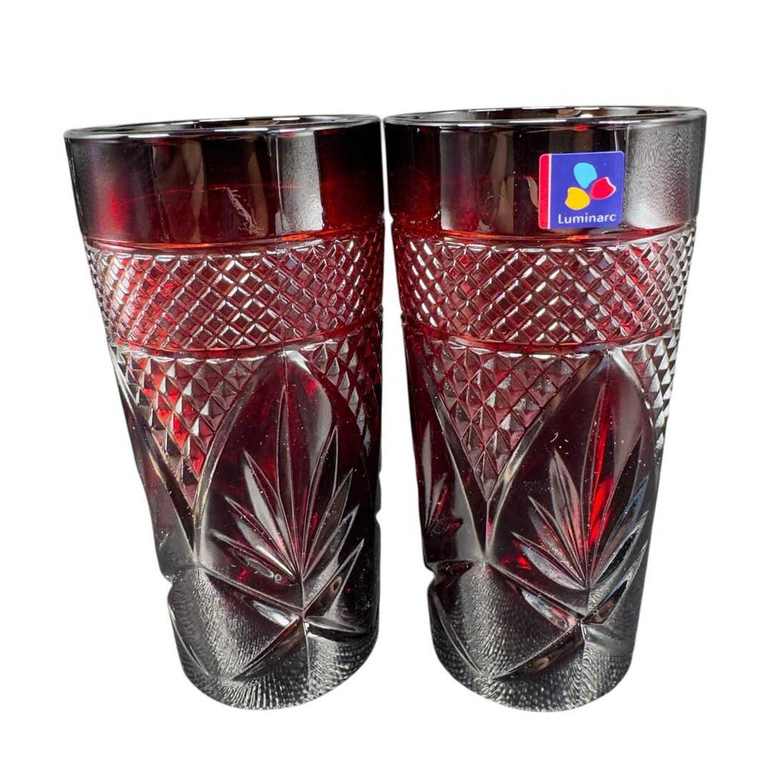 Luminarc Cristal D'arques Durand Antique Ruby Red Tumbler Glass France ...