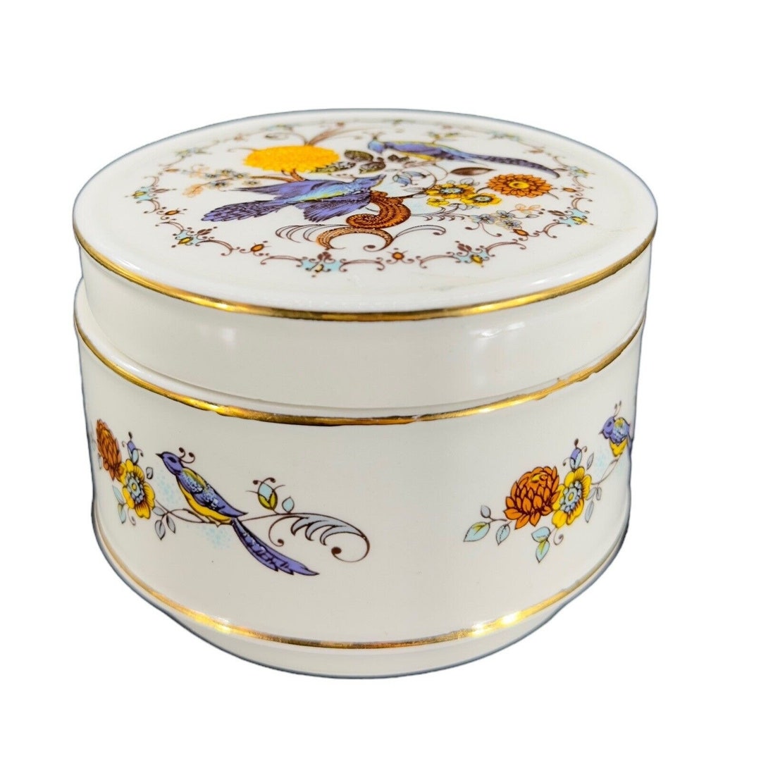 Sadler Fine Porcelain Trinket Box Jewelry Storage Box With Blue Birds ...