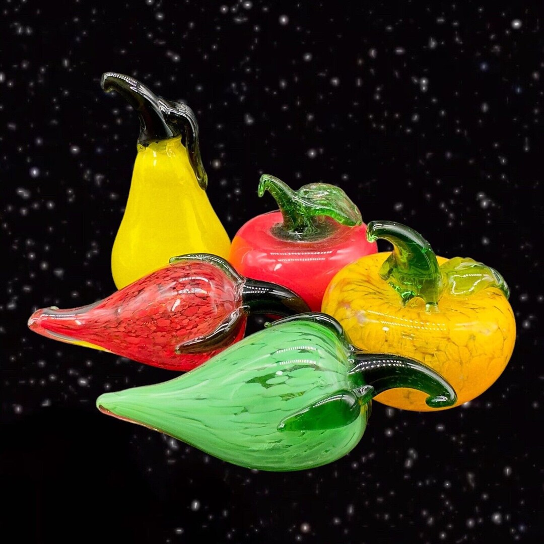 Art Glass Fruit Set 5 Pcs Glass Figurines Paperweight Kitchen Decor ...