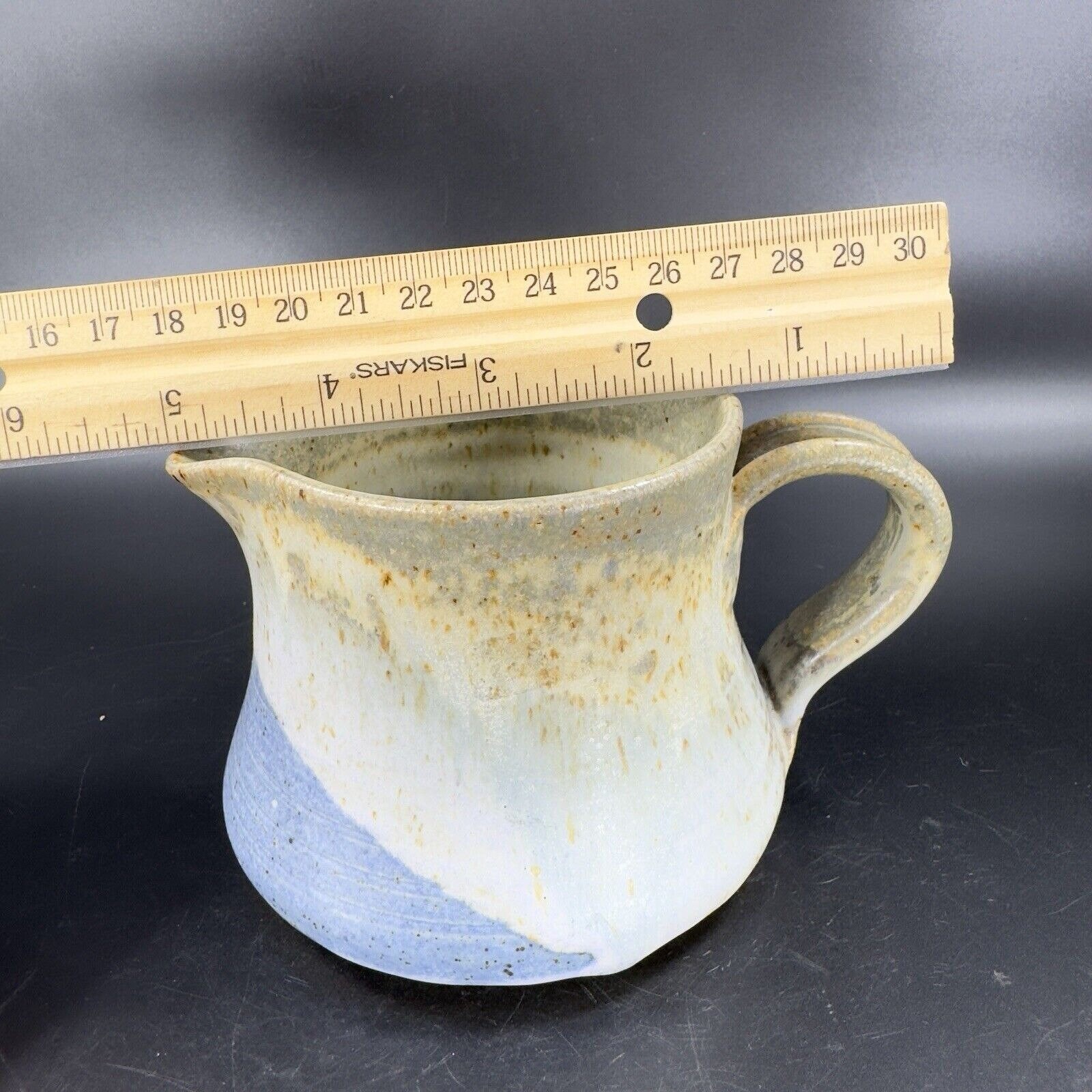 Hand Made Stoneware Pottery Small Pitcher Creamer Speckled Blue Gray ...