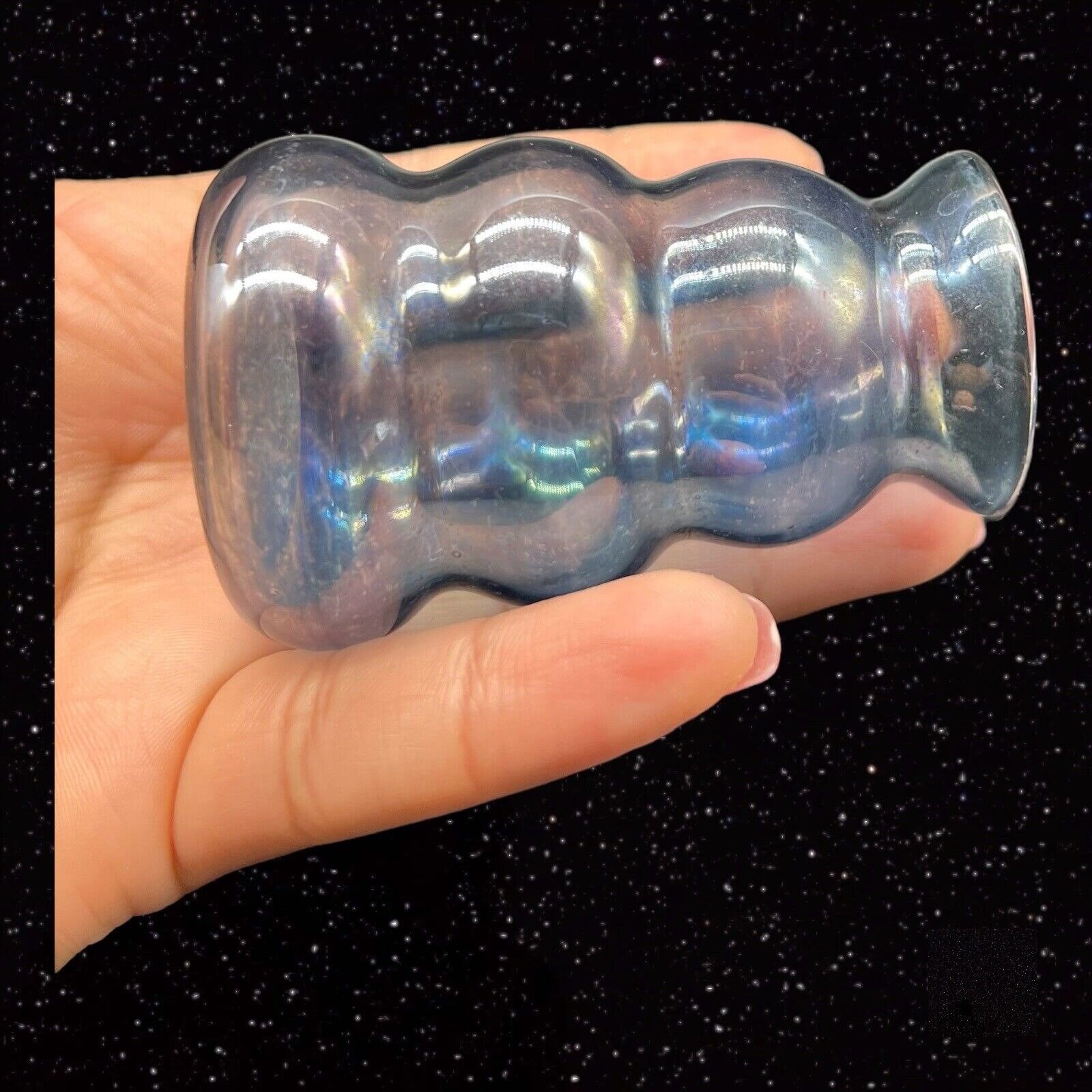 Iridescent Cobalt Blue Flint Glass Blown Vase Decoration Art - Etsy