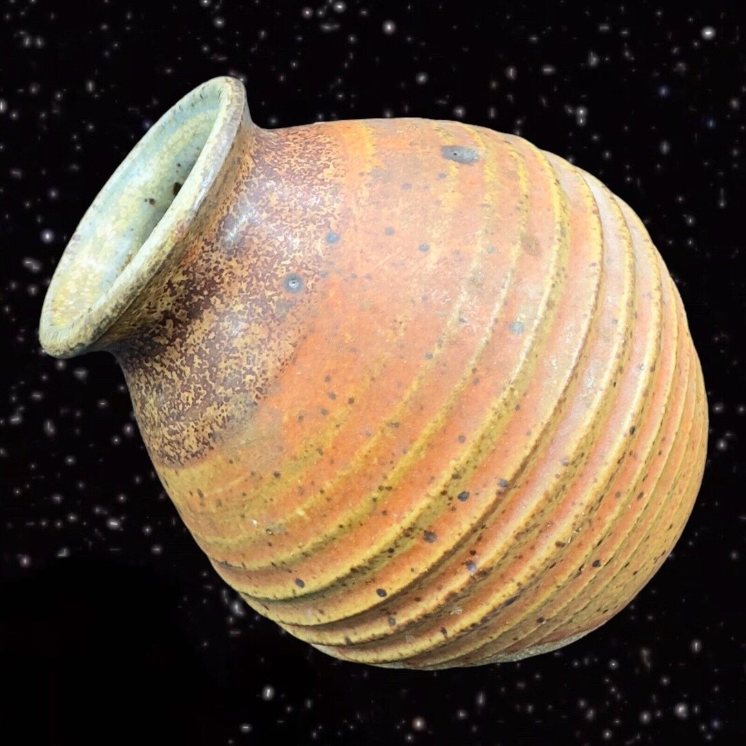 Studio Art Pottery Vase Angled Vessel Hand Made Pottery Vintage 4.5tall ...