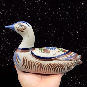 Mexico Folk Art Pottery Duck Bird Hand Made Tonala Talavera Large 9”W 5 ...