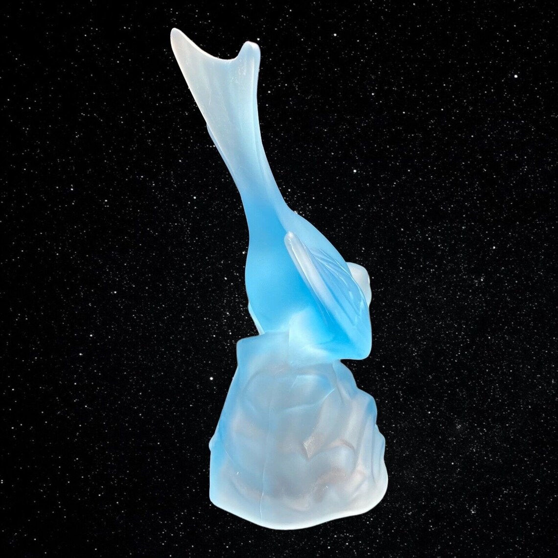 L.E Smith Art Glass Satin Frosted Light Blue Bird Figure - Etsy