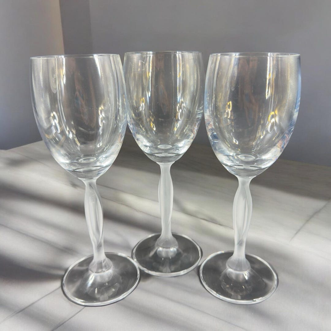 Mikasa Ballet Glasses Clear Crystal With White Frosted Satin Stem ...