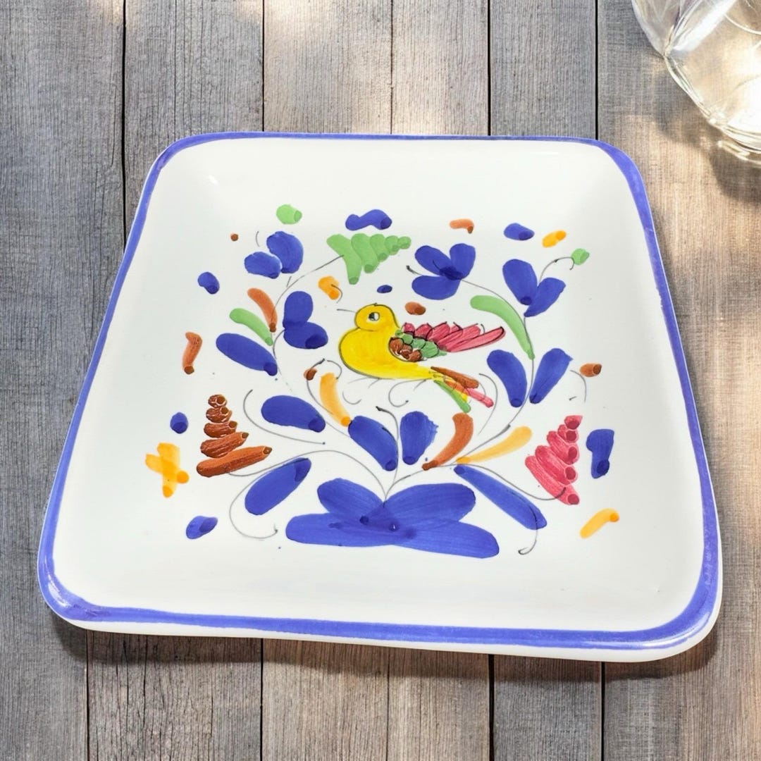 Sambuco Mario Deruta Hand Painted Pottery Square Dish Plate Made in ...