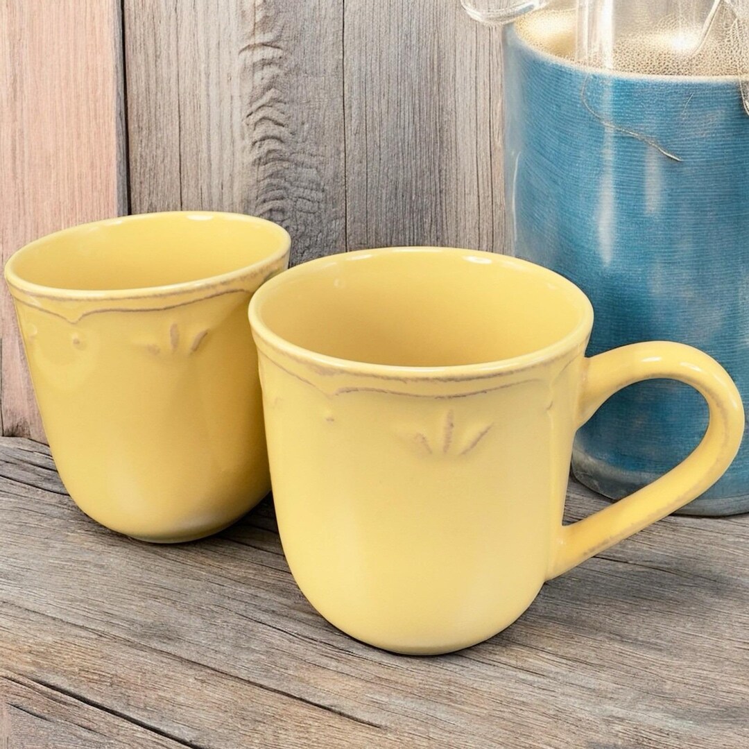 Thomson Pottery Beige Tan Ceramic Coffee Mug Cup Mugs Cups Raised Edge ...