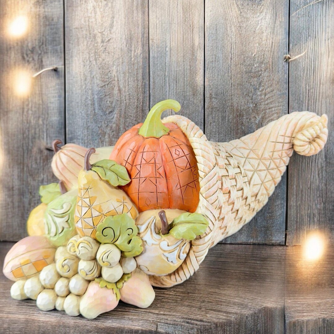 Jim Shore HARVEST CORNUCOPIA Sincerely Give Thanks Large Resin Figure ...