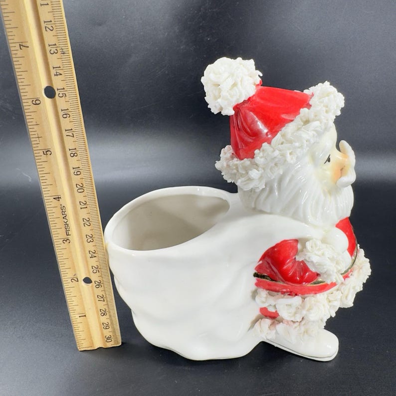 Vintage Spaghetti Santa Claus Planter Flower Pot Ceramic Decor ...