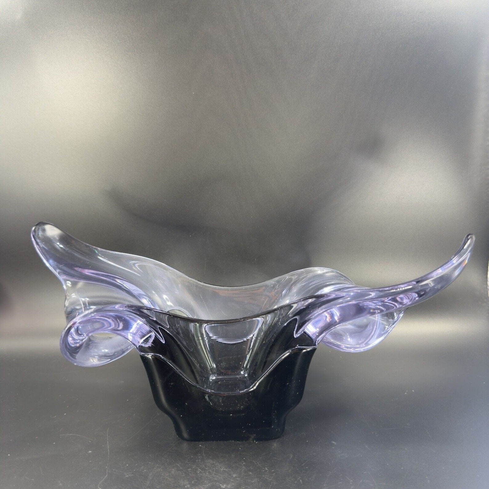Vintage Tiffin Empress Twilight and Smoke Art Glass Vase Arranger Bowl ...