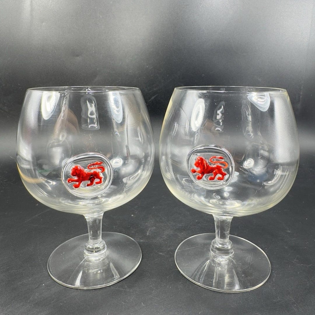 VTG Henkel House of Lords Red Lion Brandy Snifters Glasses Set 2 Cups ...