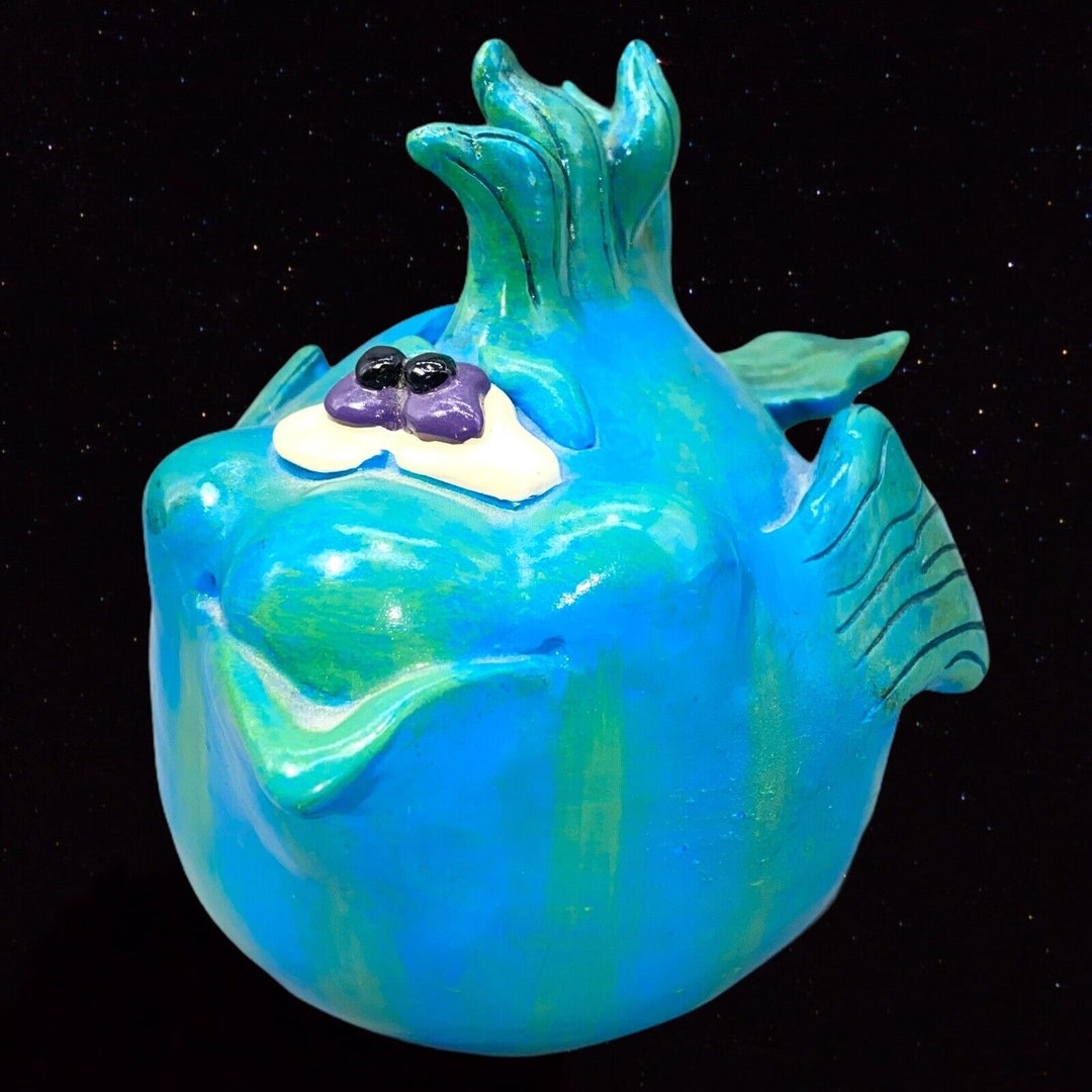 Crazy Mountain Original Handmade Tina Neal Clay Fish Critter Coin Bank ...