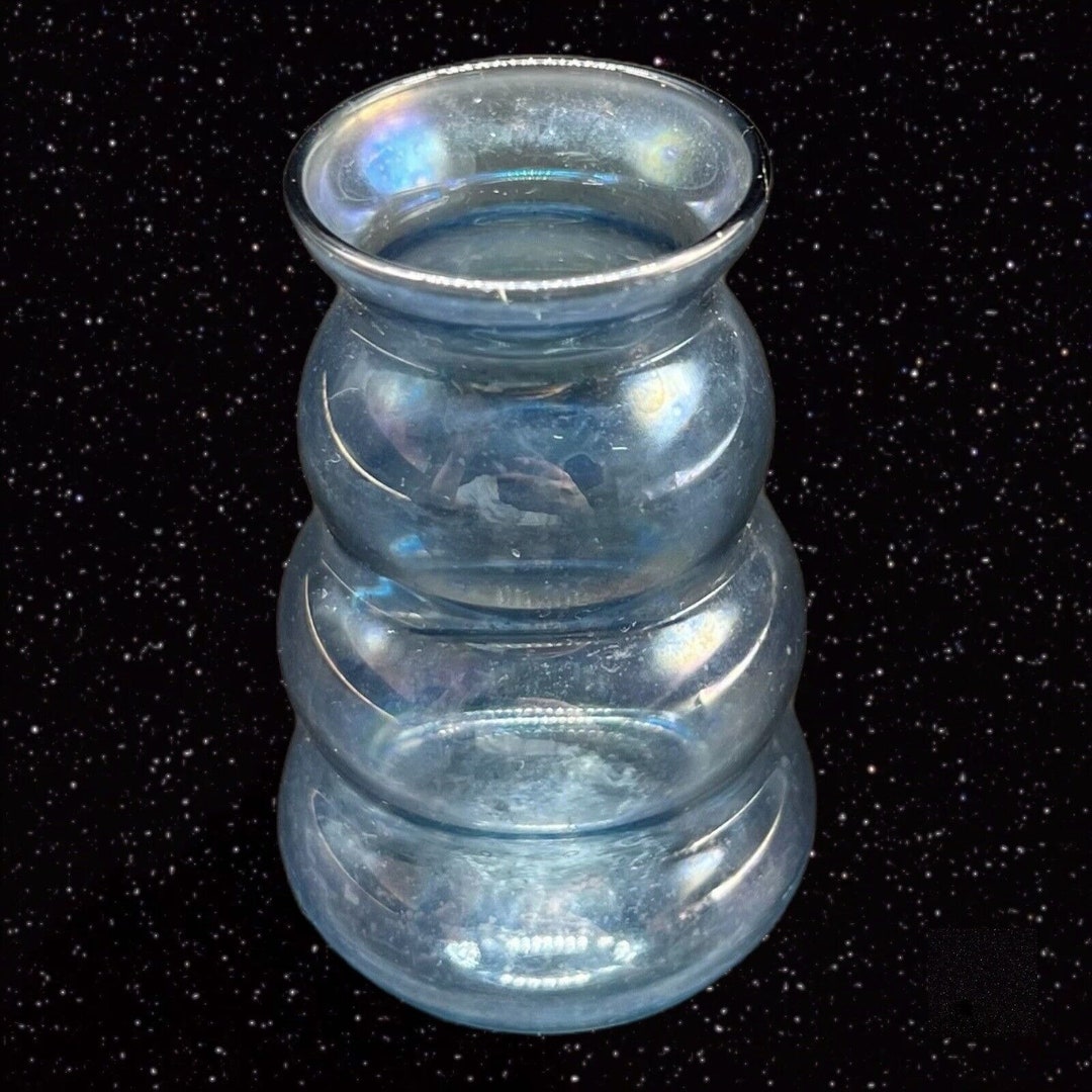 Iridescent Cobalt Blue Flint Glass Blown Vase Decoration Art - Etsy