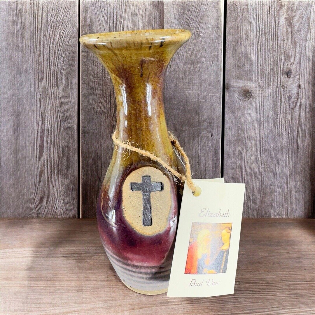 Nichols Pottery Bible Pot Biblical Series Elizabeth Vase Drip Glaze ...