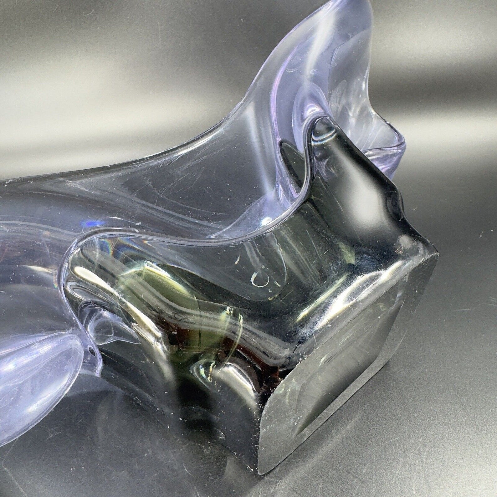 Vintage Tiffin Empress Twilight and Smoke Art Glass Vase Arranger Bowl ...