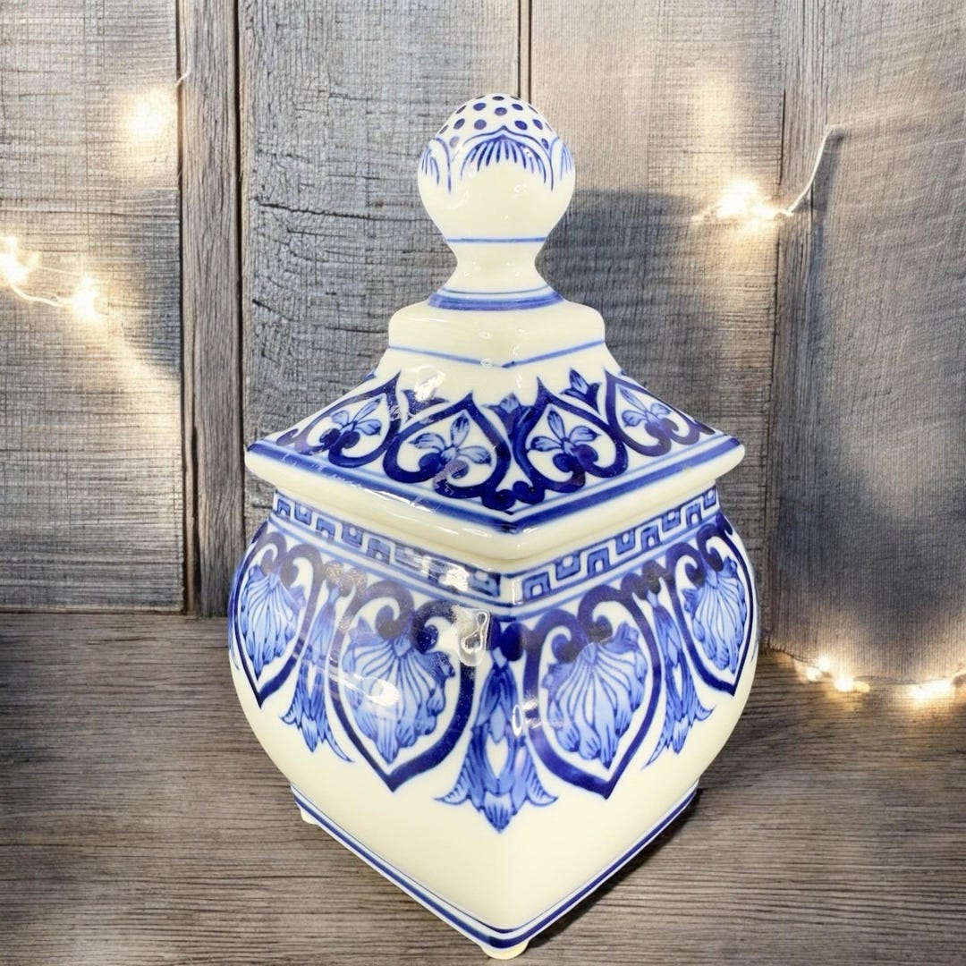 Vintage Bombay Blue White Ceramic Ginger Jar Canister Container With Lid VTG - Etsy