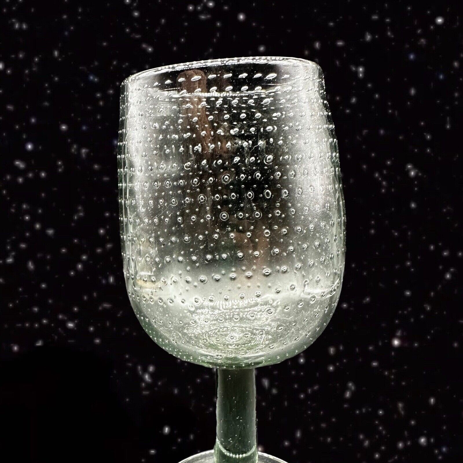 Art Glass Goblet Set Clear With Controlled Bubbles Bullicante - Etsy