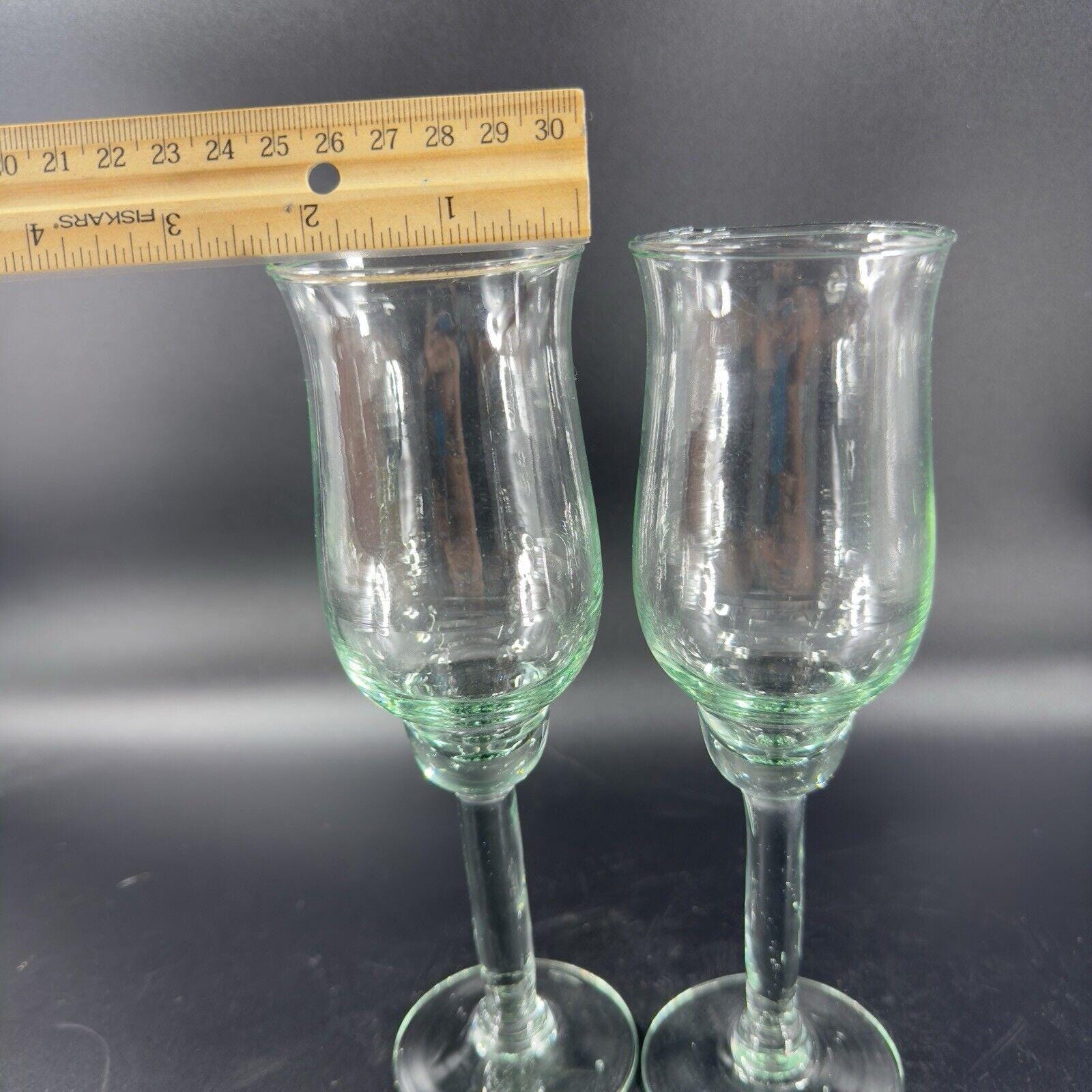 La Mediterranea Green Recycled Glass Goblet Flute Spain Hand Made Glass ...