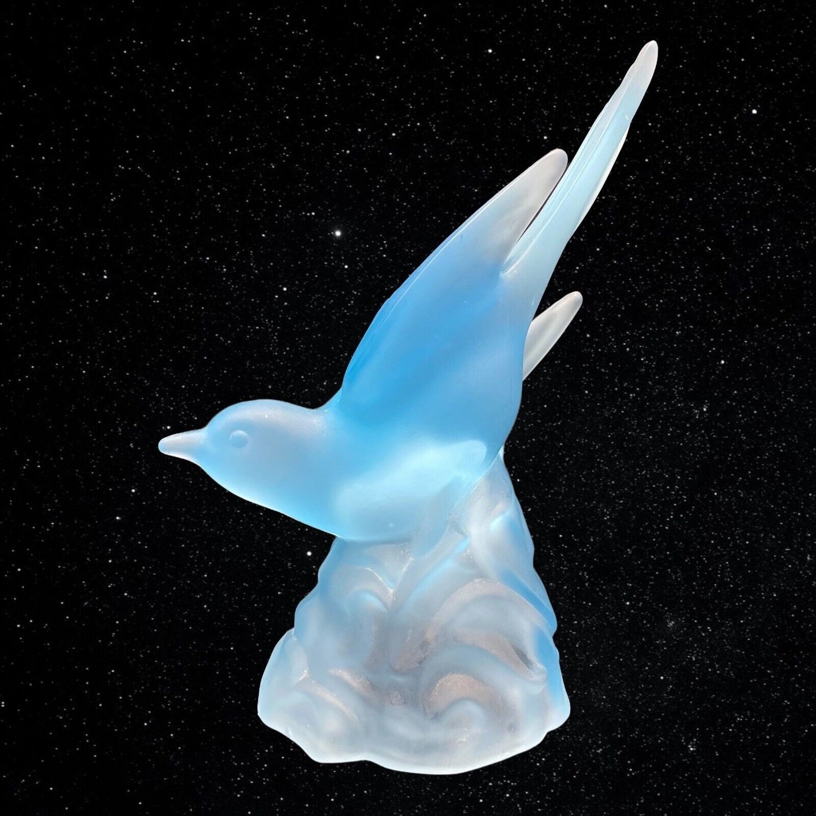 L.E Smith Art Glass Satin Frosted Light Blue Bird Figure 8.75”T 6”W - Etsy