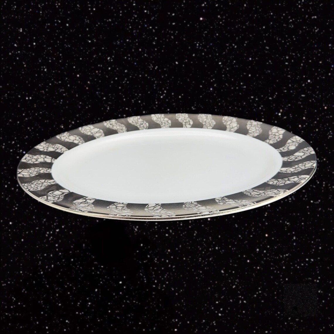 Michael Wainwright Pottery Large Platter Tray Dish Crackled Silver ...