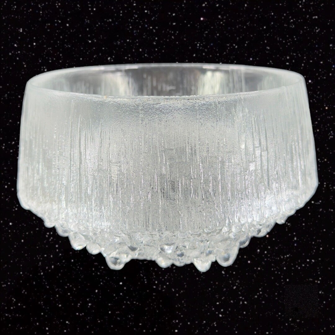Iittala Glass Ultima Thule Large Round Bowl Dish Clear Textured MCM ...