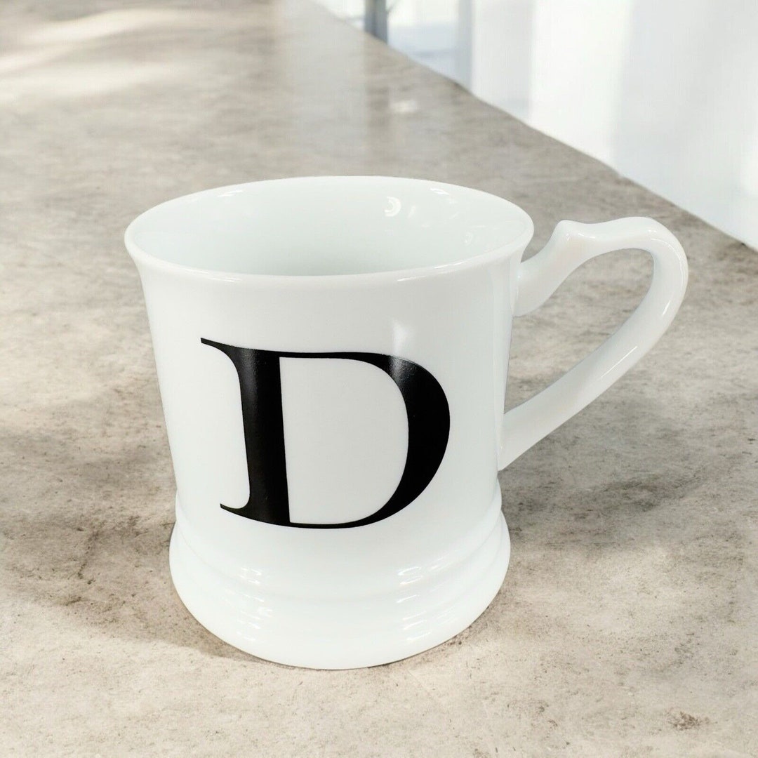 Williams Sonoma Black Letter D Monogram Mug Cup 19oz Ceramic Coffee Mug ...