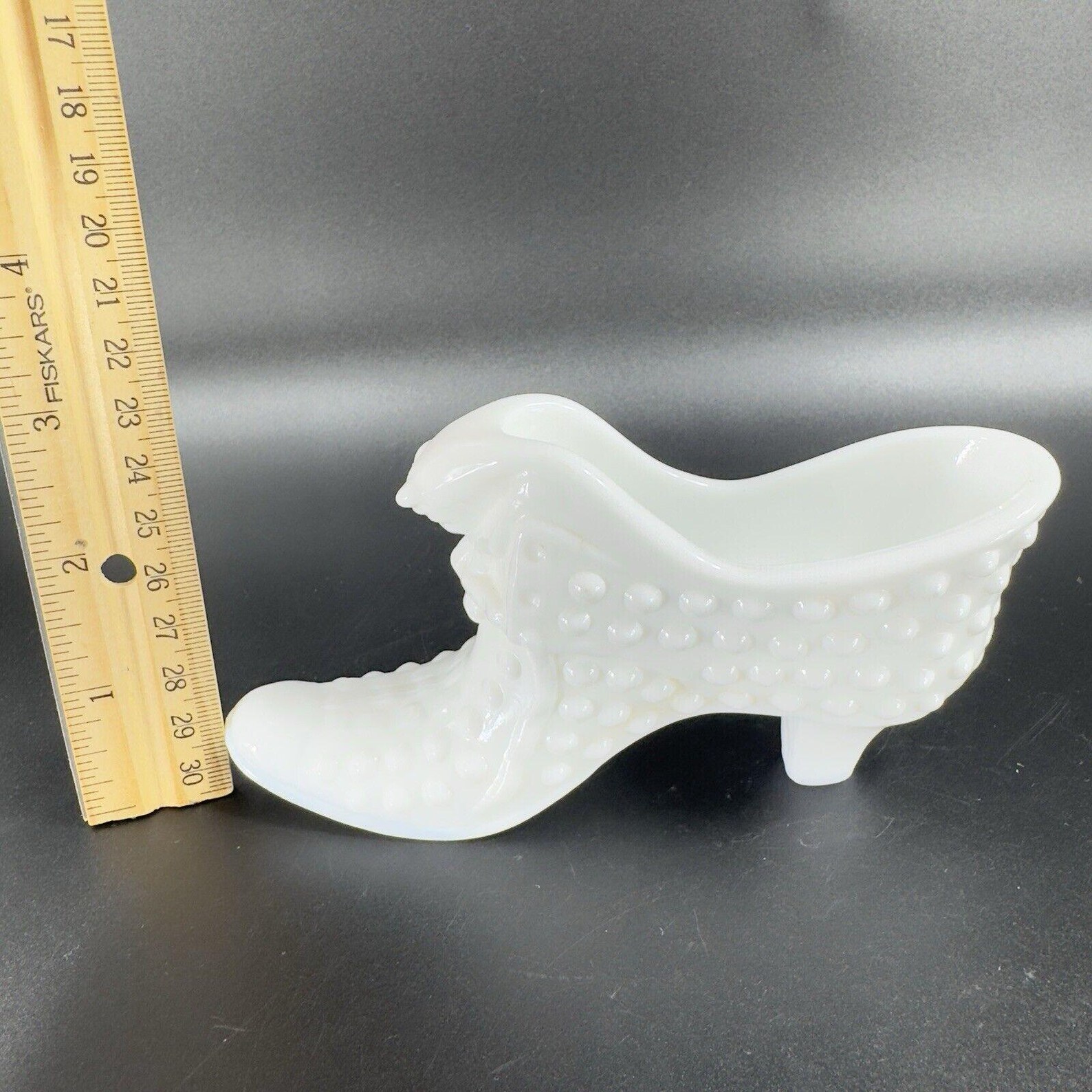 Vintage Fenton Cat Slipper White Hobnail Milk Glass Small Trinket Dish ...