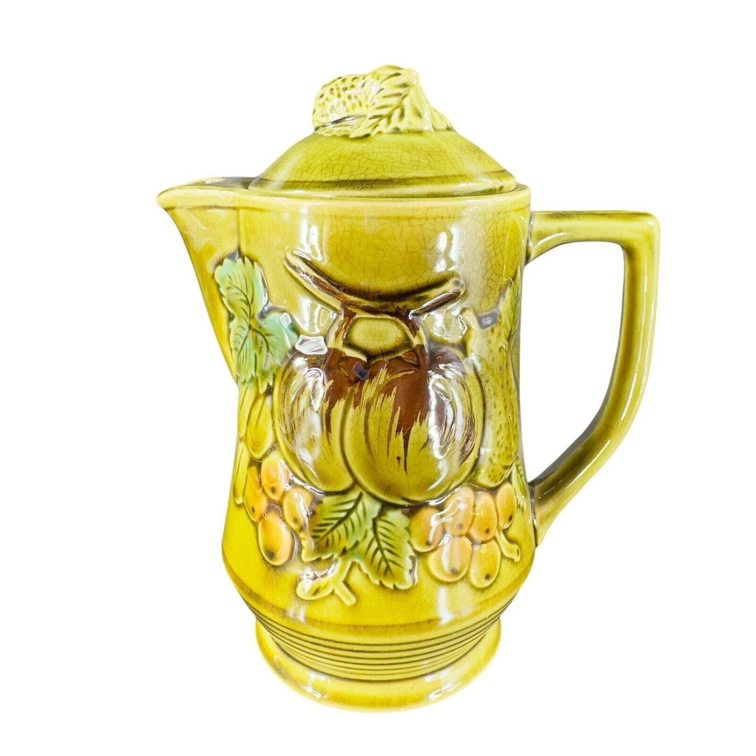 Ceramic Olive Green Teapot Carafe Fruit Veggies Decor Made in Japan ...