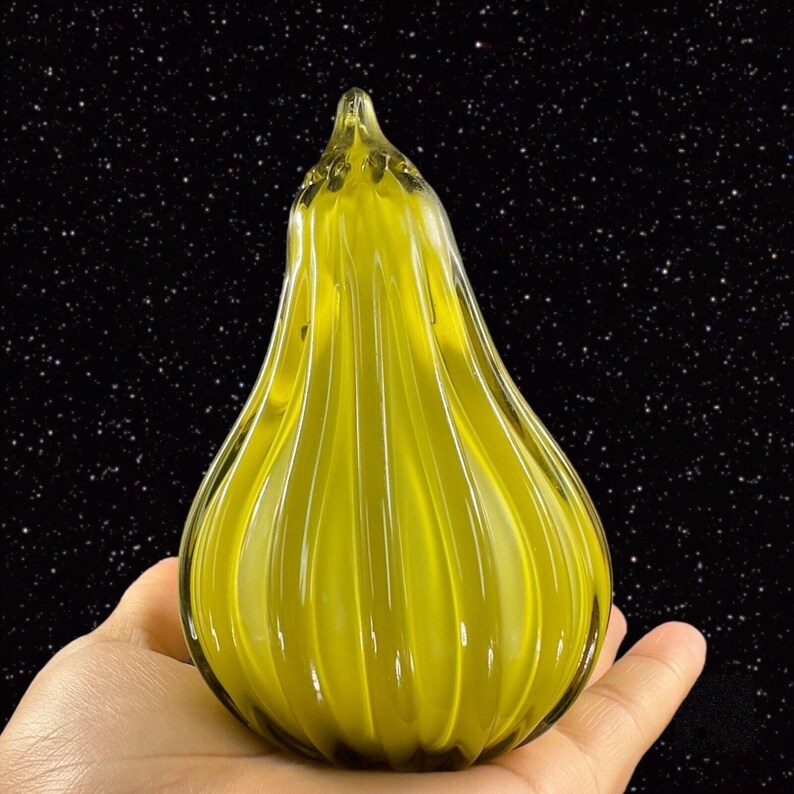 Studio Art Glass Pear Apple Fruit Green Cased Glass Figurine ...