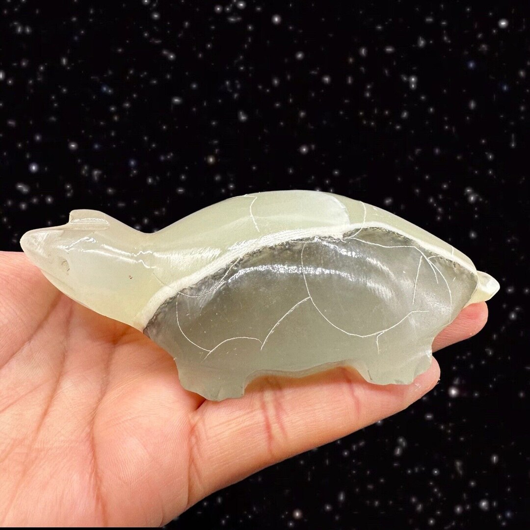 White Gray Carved Stone Turtle Marble Figurine Made in Mexico ...