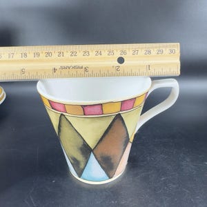 Sasaki Palazzo Teacup and Saucer Set Diamond Square Ceramic Paula ...