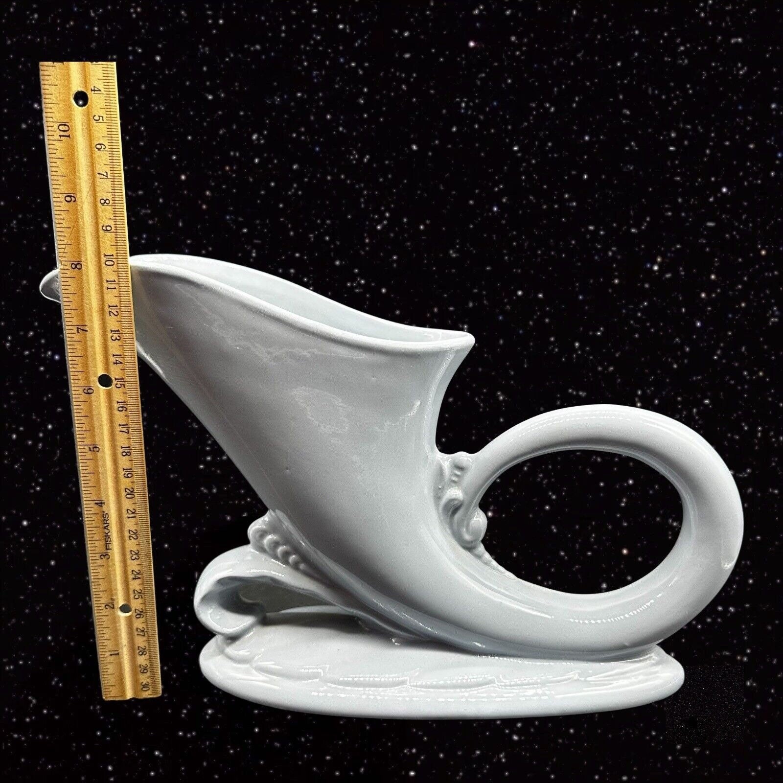 Vintage Cornucopia Vase Circa USA Pottery Light Blue Ceramic - Etsy