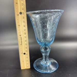 Hand Blown Studio Art Glass Drinking Goblets Transparent Light Blue ...
