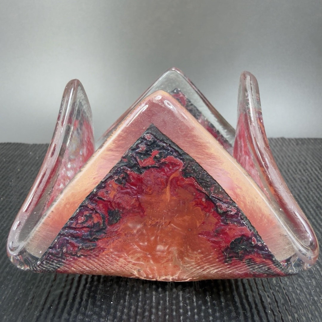 Jones Glassworks Seattle Fused Art Glass Redcoppe Votive Cup Glass Hand ...