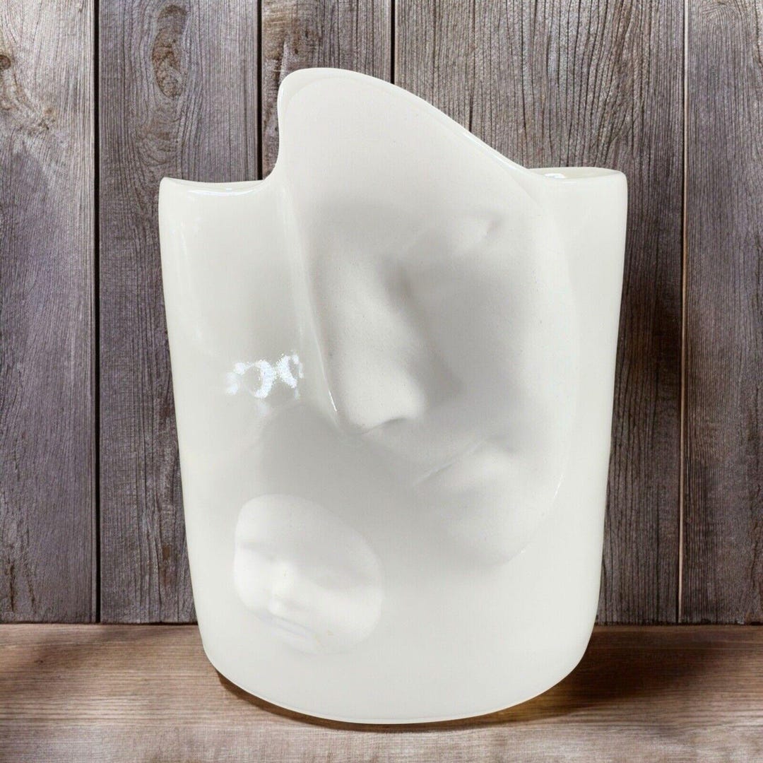 Sara Lund Face Vase Mother and Child Hand Made Stoneware Pottery Artist ...