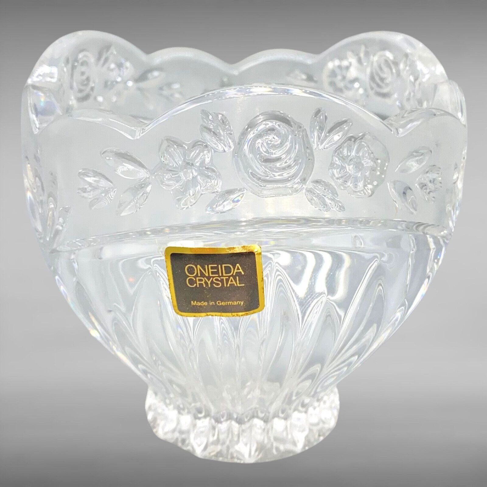 Vintage Oneida Crystal Southern Garden Roses Germany Heavy Candy Dish ...