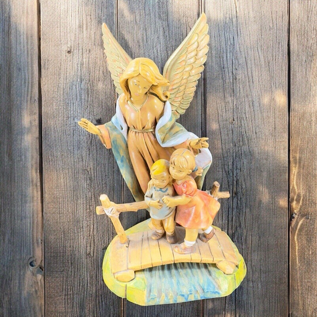 1989 Fontanini Guardian Angel on Bridge With Children Made in Italy ...