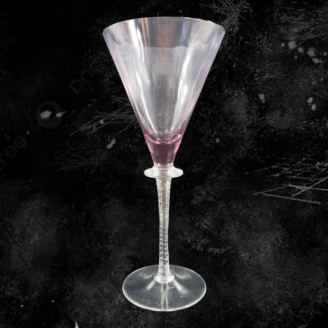 Vintage Slovakia Wine Drinking Glass Goblet Purple W Clear Swirl Bottom ...